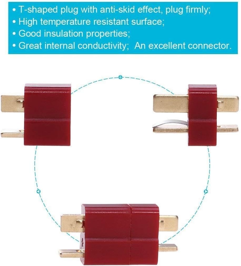 YUNIQUE UK 10 Pairs Ultra T-Plug Connectors Deans Style Male and Female ...