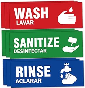 Amazon.com: 9 Pack Wash Rinse Sanitize Sink Labels, 3 Compartment Sink ...