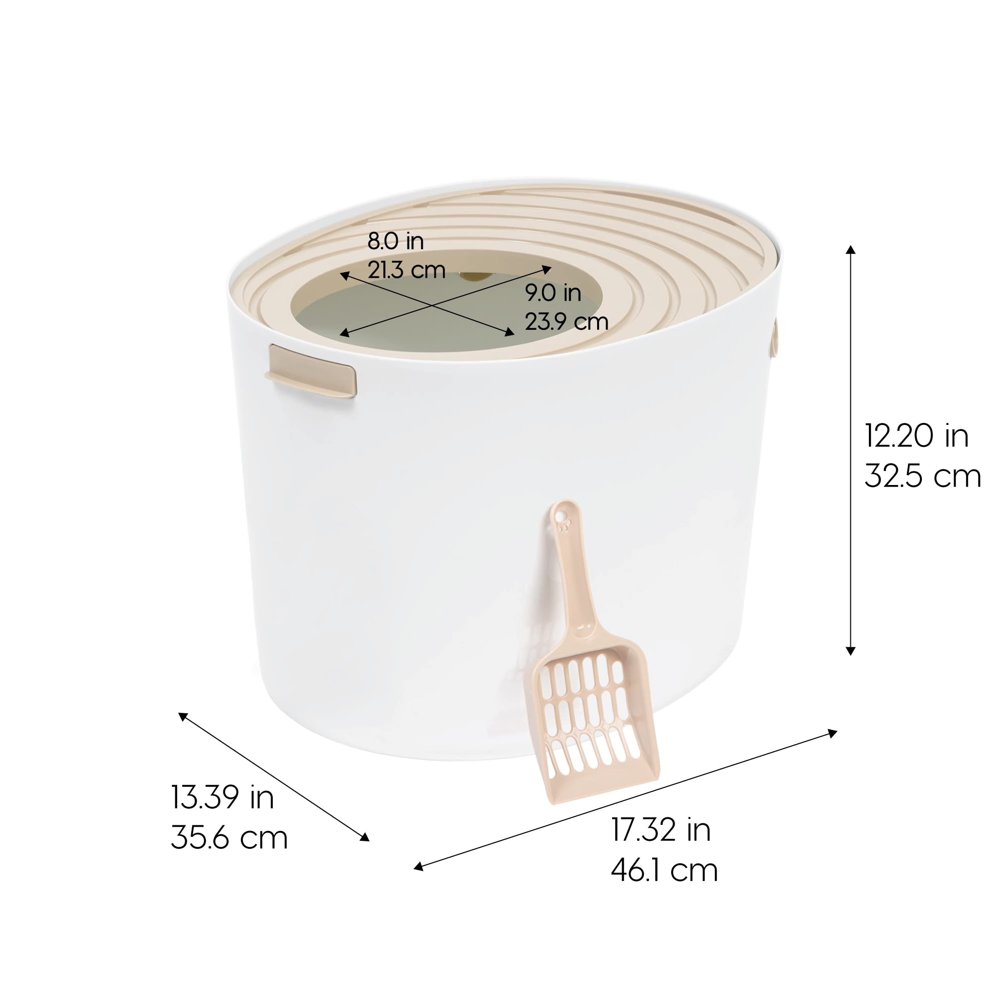 Snapklik.com : IRIS USA Medium Stylish Round Top Entry Cat Litter Box