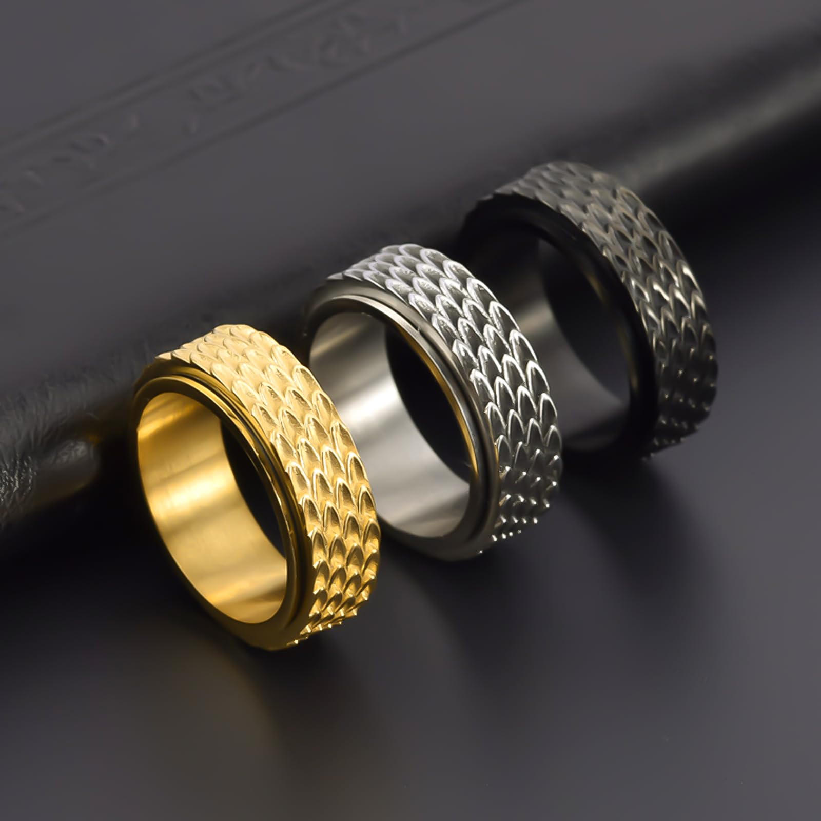 Snapklik.com : Dragon Scale Anxiety Ring For Men Cool Stainless Steel ...