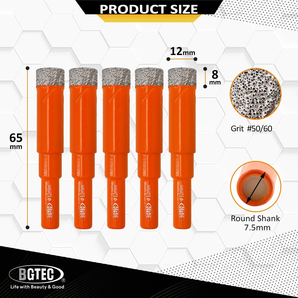 Snapklik.com : Dry Diamond Drill Bit Set, 5pcs 12mm Hole Saw For ...