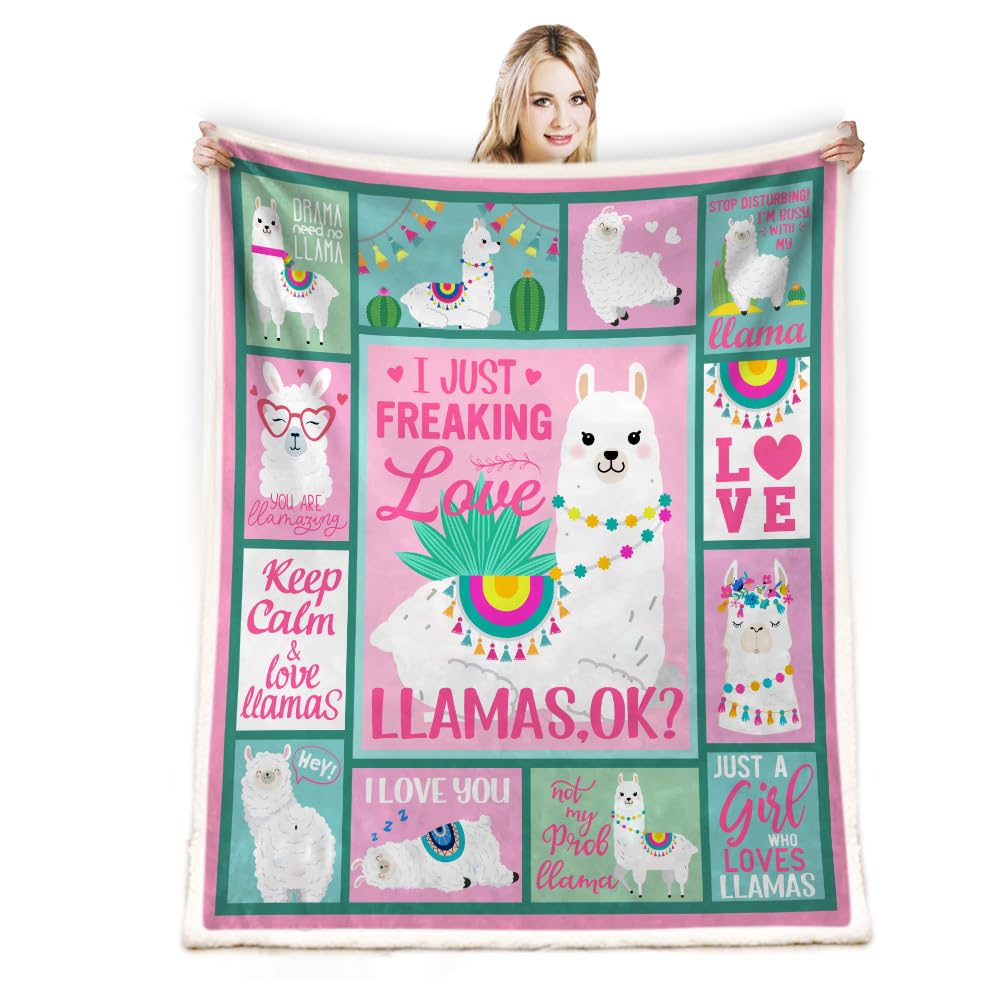 Amazon.com: Juirnost Llama Gifts for Women Girls,Llama Blanket,Just A ...