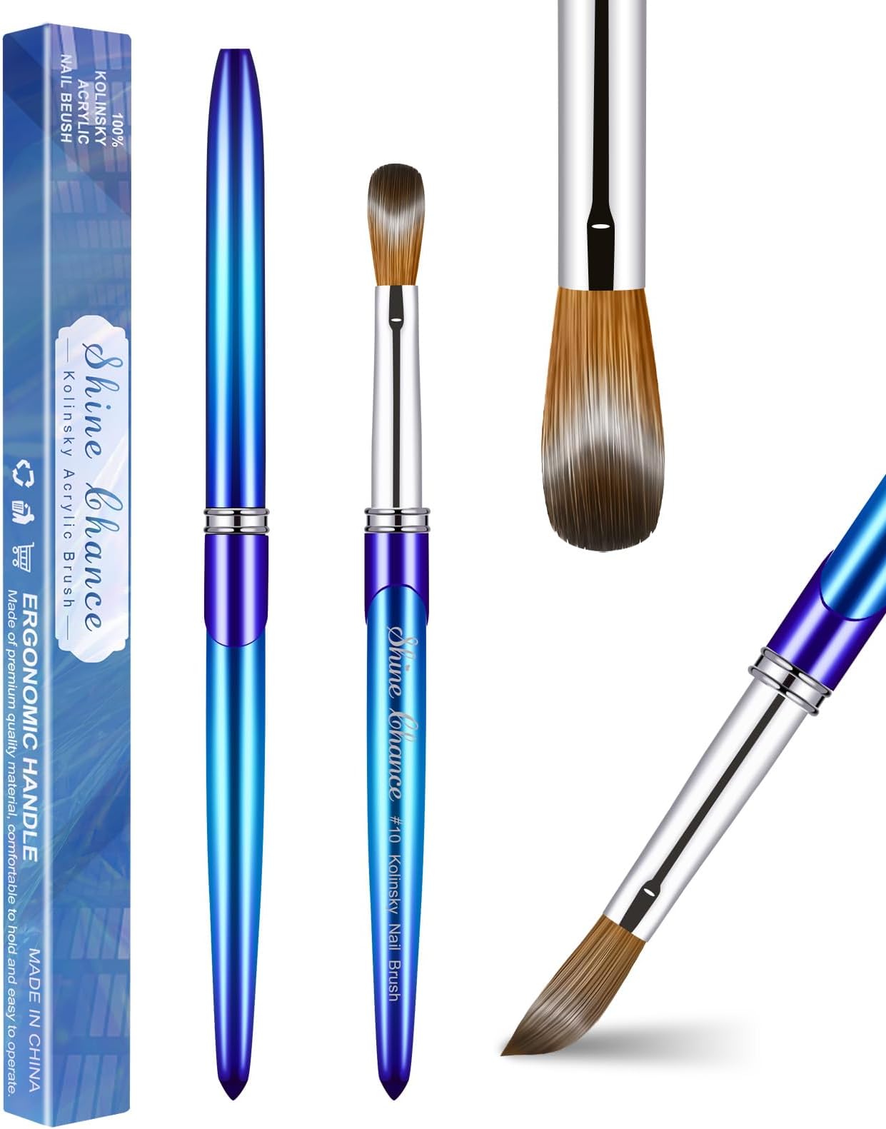 Amazon.com: Shine Chance 4Pcs Acrylic Nail Brushes Set, Kolinsky ...