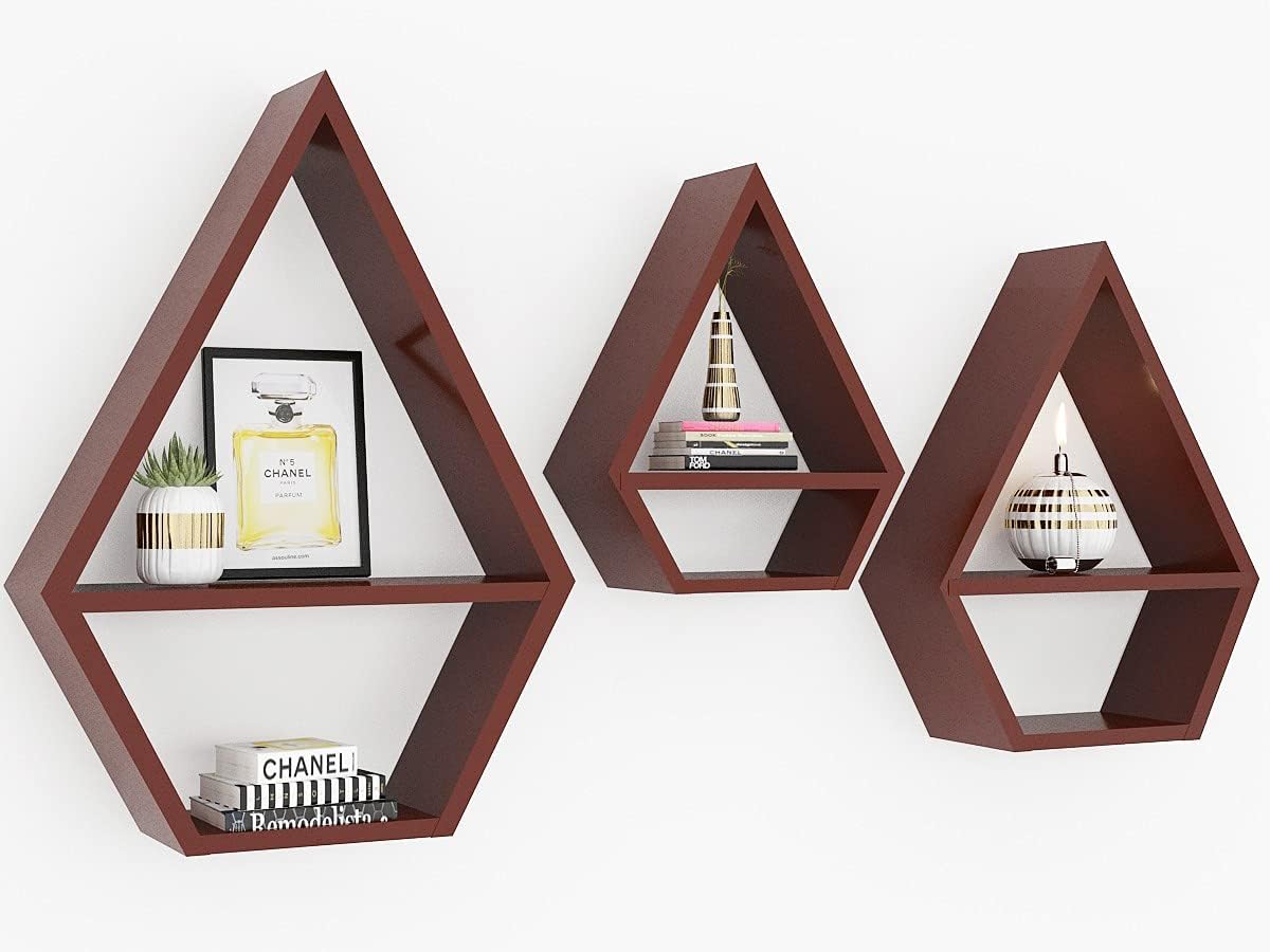 FABULO Wooden Intersecting Wall Shelves for Living Room, Bedroom | MDF ...