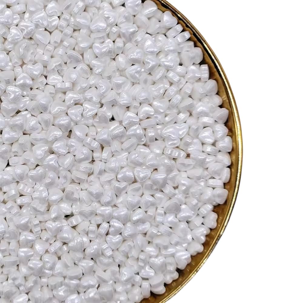 Snapklik.com : NIPEOR White Heart Sprinkles,Edible Pearl Sprinkles 4 ...