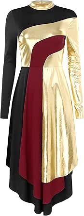 Amazon.com: YOOJOO Women Color Block Liturgical Praise Dance Dress Church Worship Costume ...