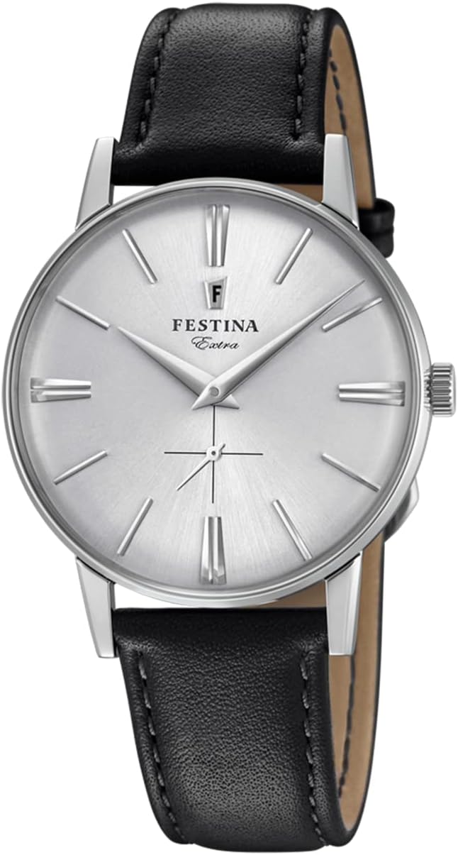 Festina Men's Quartz Watch with White Dial Analogue Display and Black ...