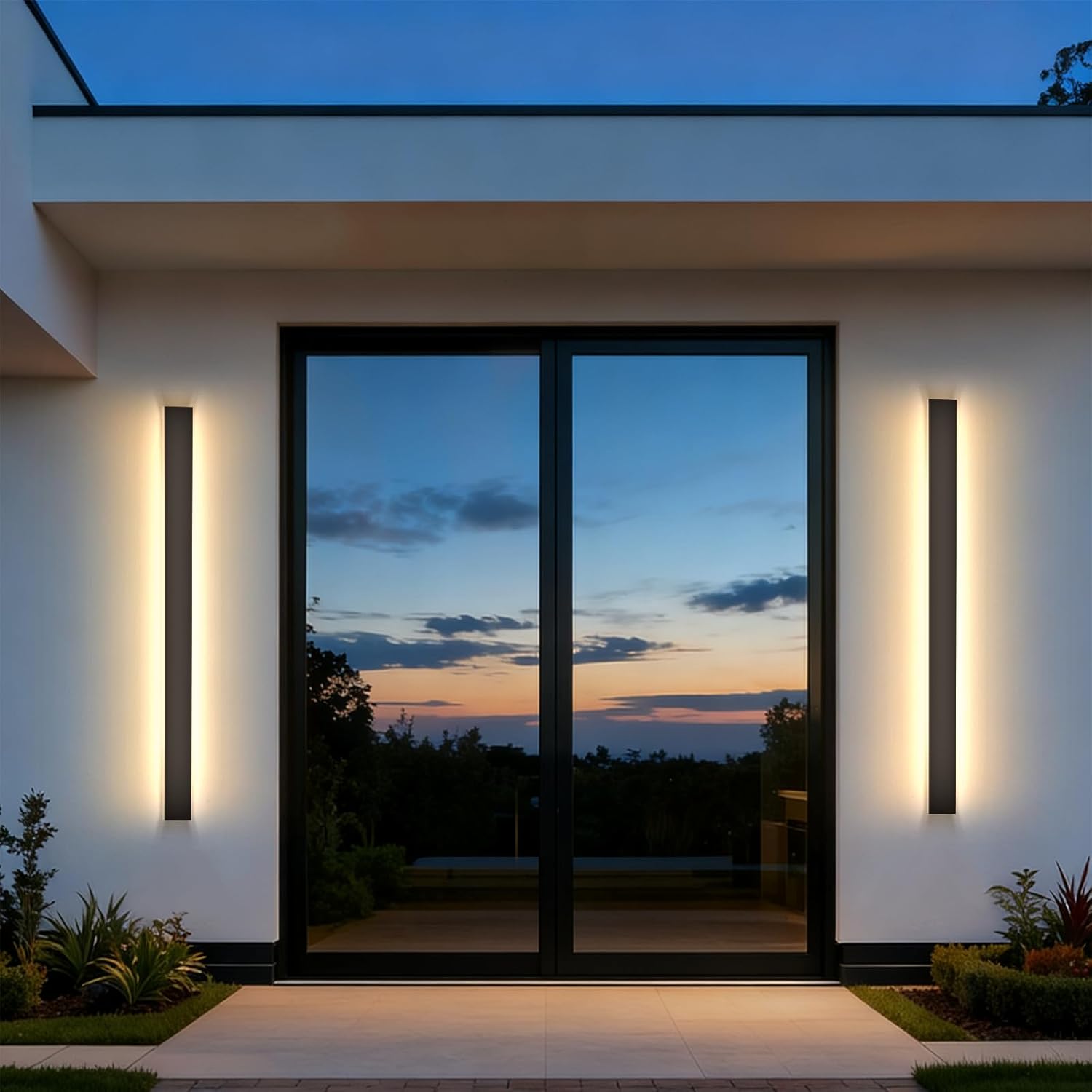 esianu 59in Exterior Wall Light, 3000k LED Modern Outdoor Lights, 2 ...