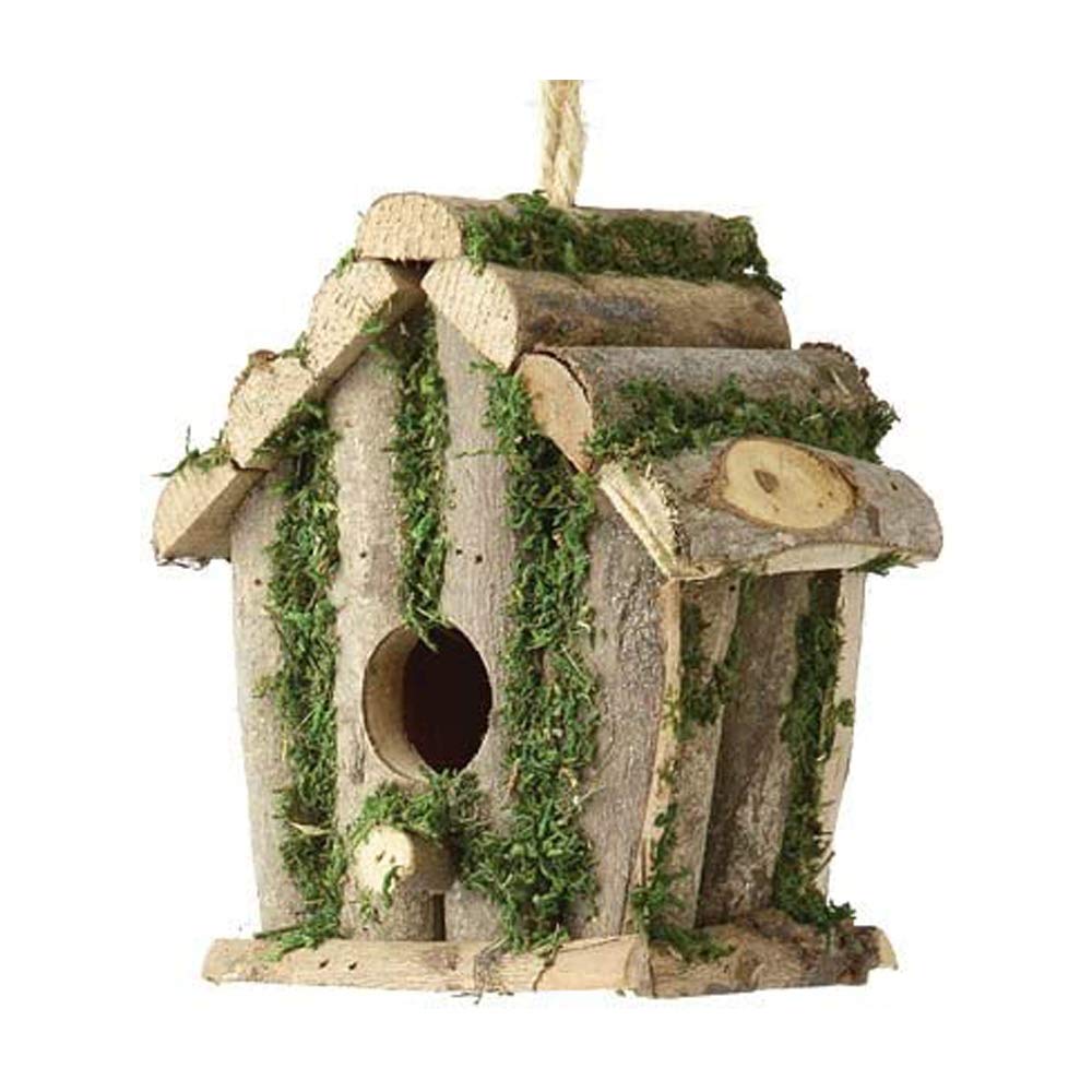 Handmade Square Log Hut - Bird Nesting Box : Amazon.co.uk: Garden