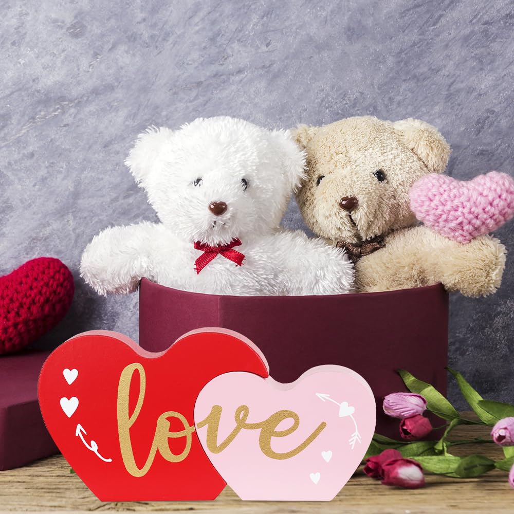 Snapklik.com : Valentines Day Decorations, Heart Shape Wood Block ...
