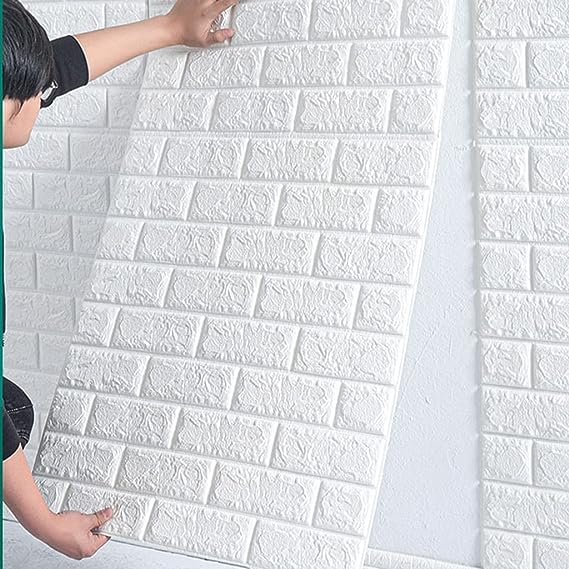 I QUWIN Fashion 3D White Brick Wallpaper for Wall PE Foam Wall Stickers ...