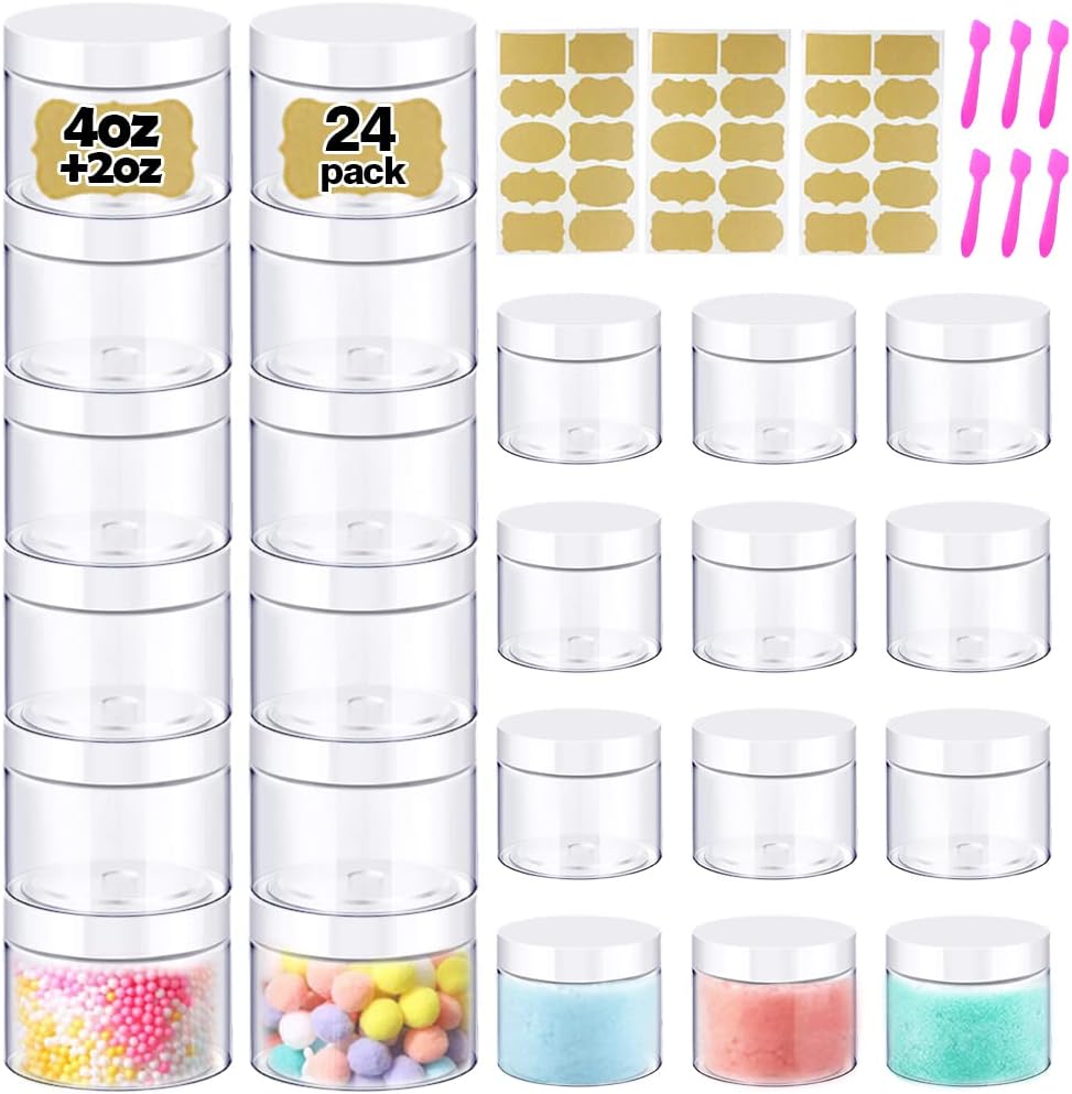 Amazon.com: 4 oz Body Butter Containers with Lids + 2oz Small Plastic ...