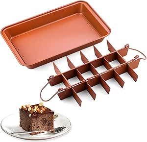 Brownie Pan with Dividers, 18-Cavity Non-Stick Divided Brownie Tin for ...