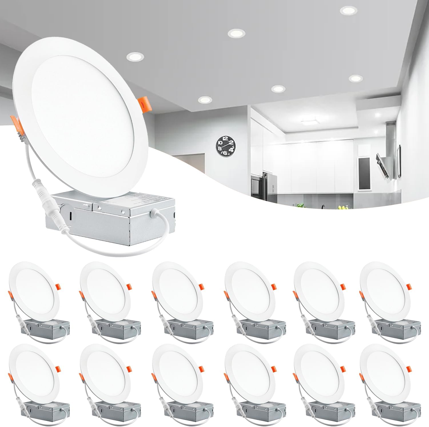 12 Pack Recessed Lighting 6 Inch LED Recessed Lights with Junction Box ...