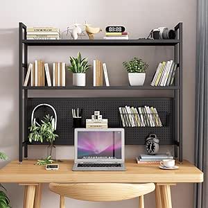 Amazon.co.jp: Computer Desk Metal Desktop Bookcase, Multipurpose ...