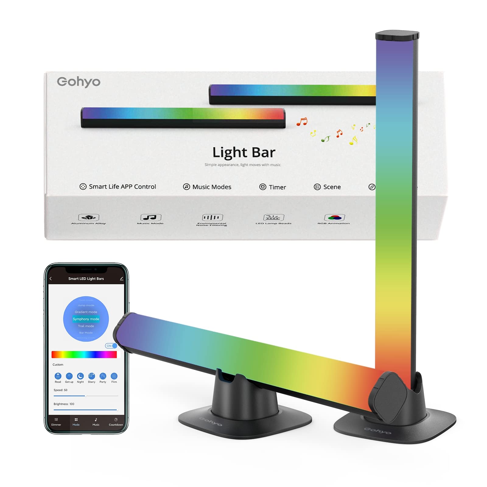 Buy Gohyo Smart LED Light Bars, RGB Ambient Lighting with Scene Modes ...