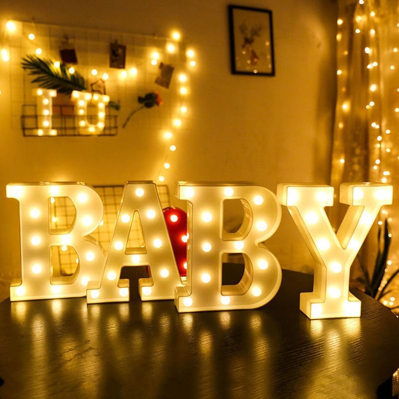 Amazon.com : 4 Warm White BABY Marquee Light Up Letters, Large BABY Led ...