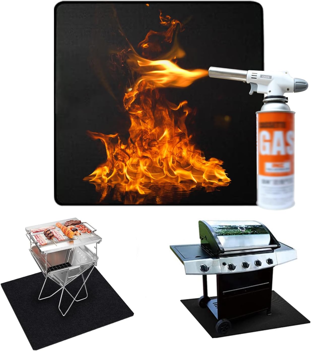 Fire Pit Grill Protection Pad - 50 x 50CM Reusable BBQ Mat for Under ...