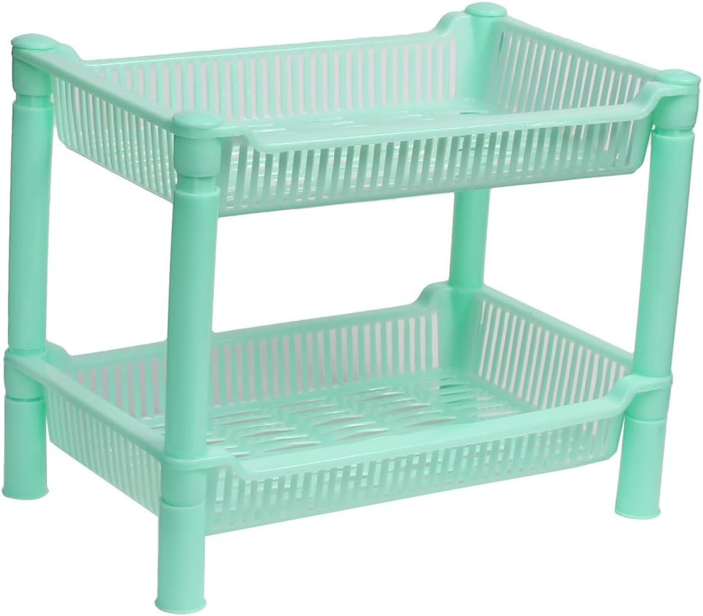 Amazon.com: Ruilogod Plastic Mini 2 Layer Shelf Storage Rack Organizer ...