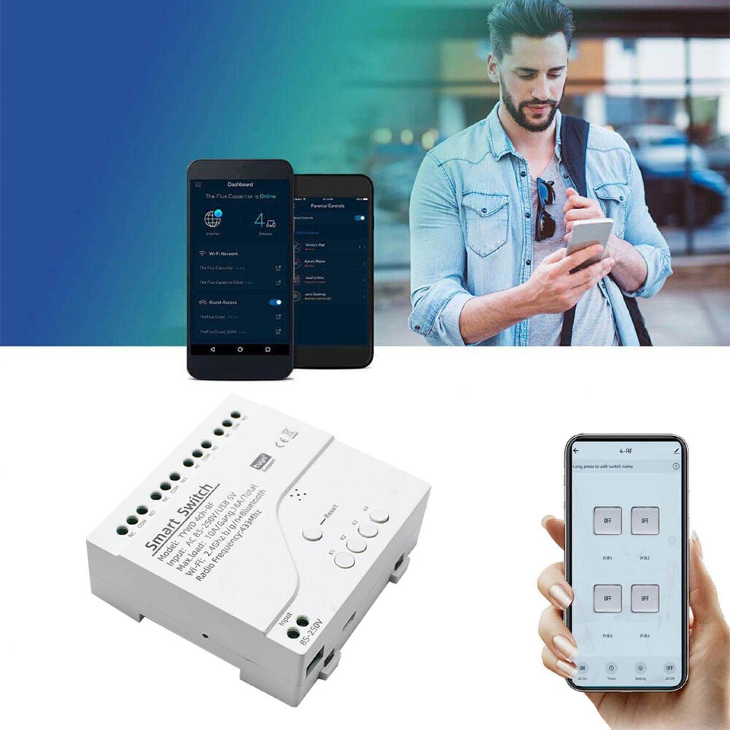 Interruttore Luce Wi-Fi Smart Dimmer modulo relè, Interruttore Radio ...