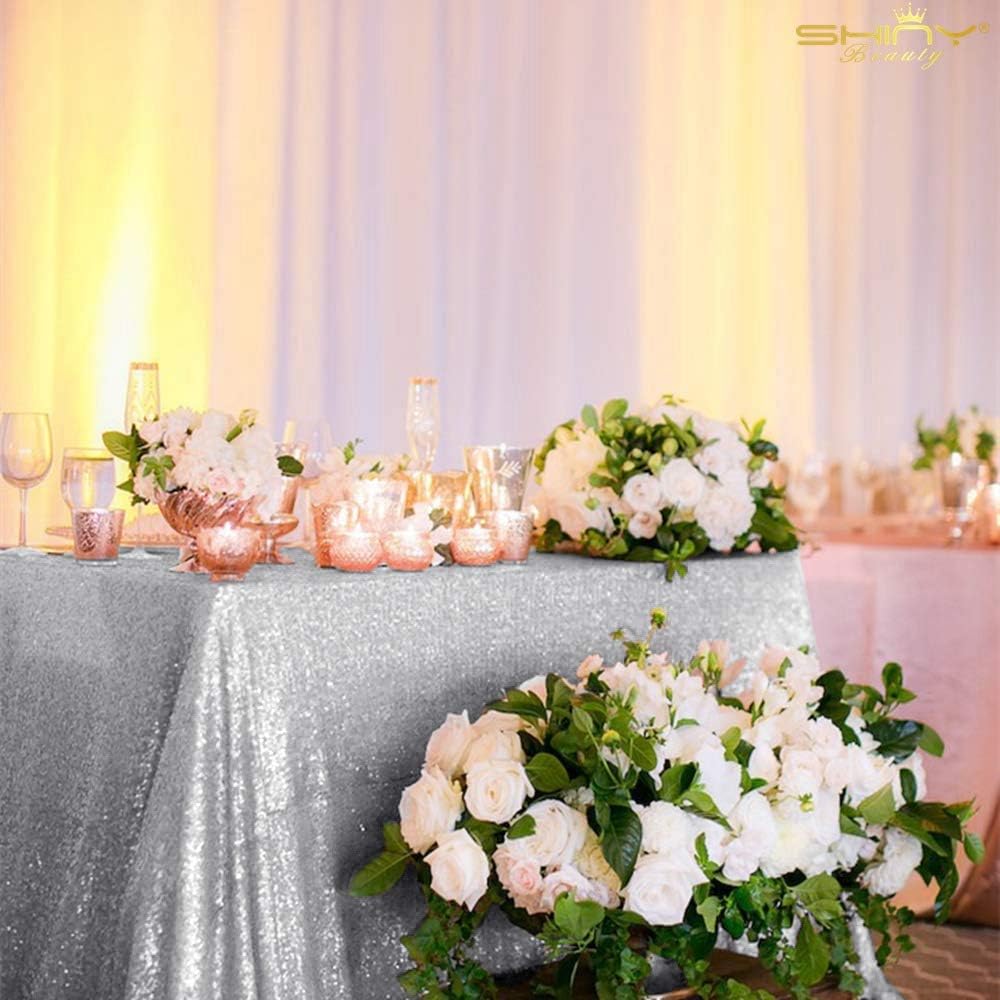 Amazon.com: ShiDianYi Silver Sequin Tablecloth, Silverwedding ...
