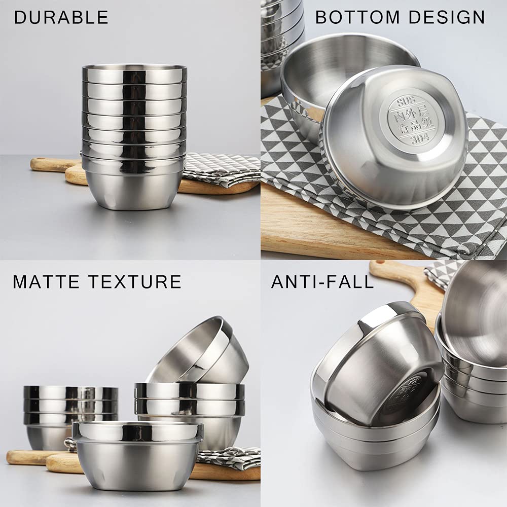Snapklik.com : NA 16oz Stainless Steel Double Walled Bowls, Serving ...