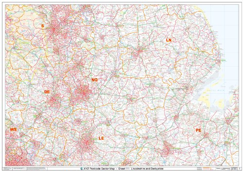 Lincolnshire and Derbyshire Sectors: 11 (Postcode Sector Map): Amazon ...
