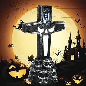 GLAITC Halloween LED Tombstones Lights Blue Lights Headstones in 5 ...