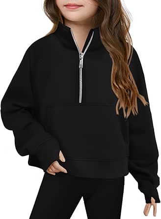 Amazon.com: Haloumoning Girls Half Zip Sweatshirt Long Sleeve Pullover ...