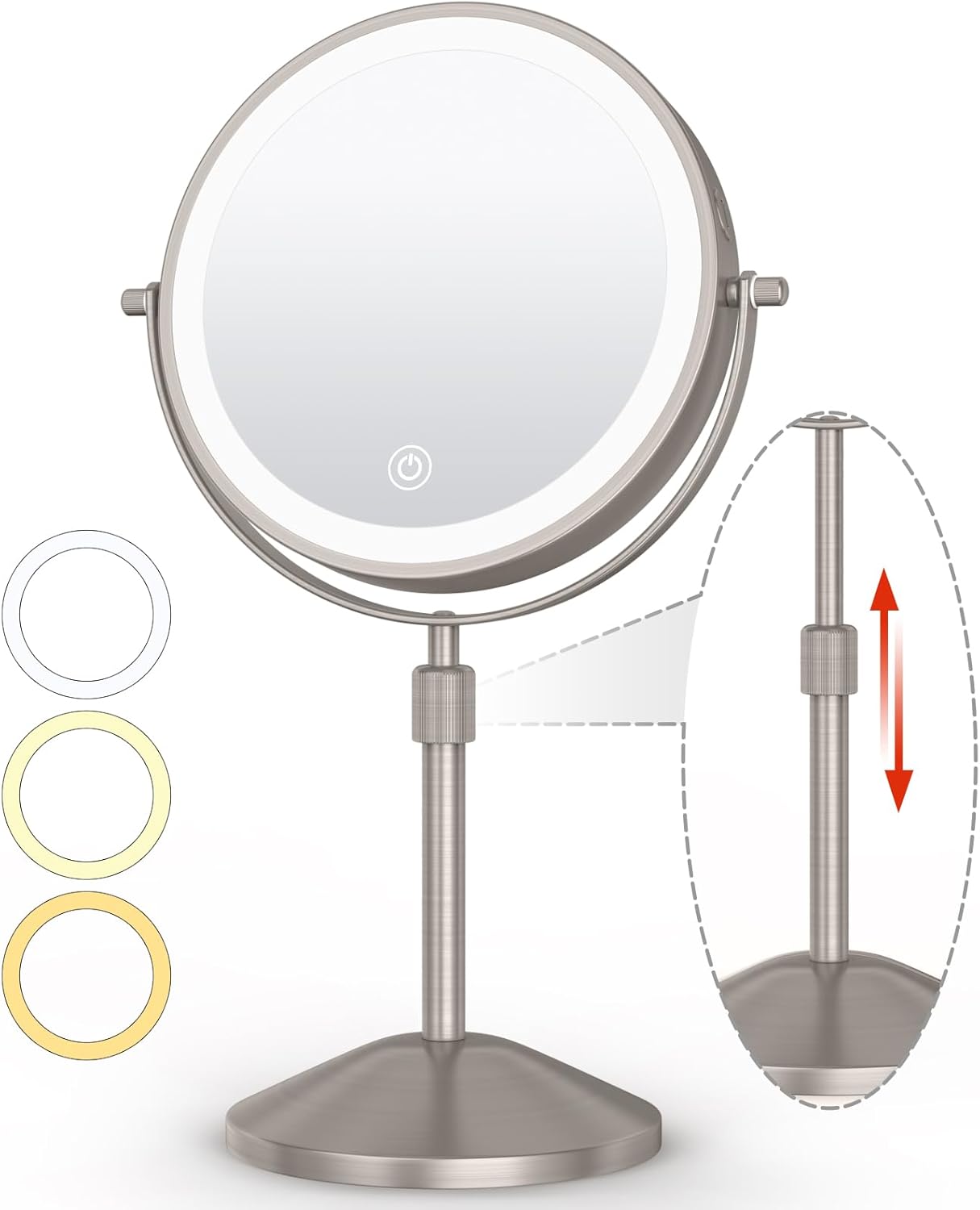 Amazon.com : ESWU 7inch Lighted Makeup Mirror, 1X/10X Magnifying 360 ...