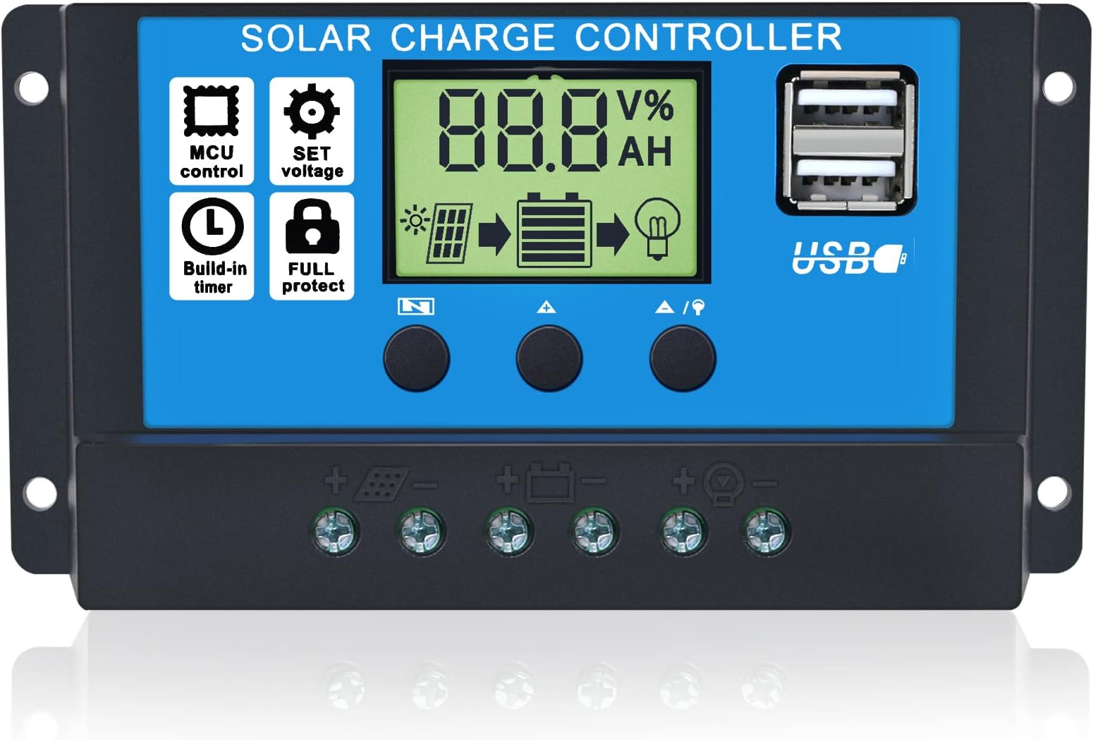 Amazon.com : Gdcreestar Solar Charge Controller USB 12V / 24V Auto 10A ...