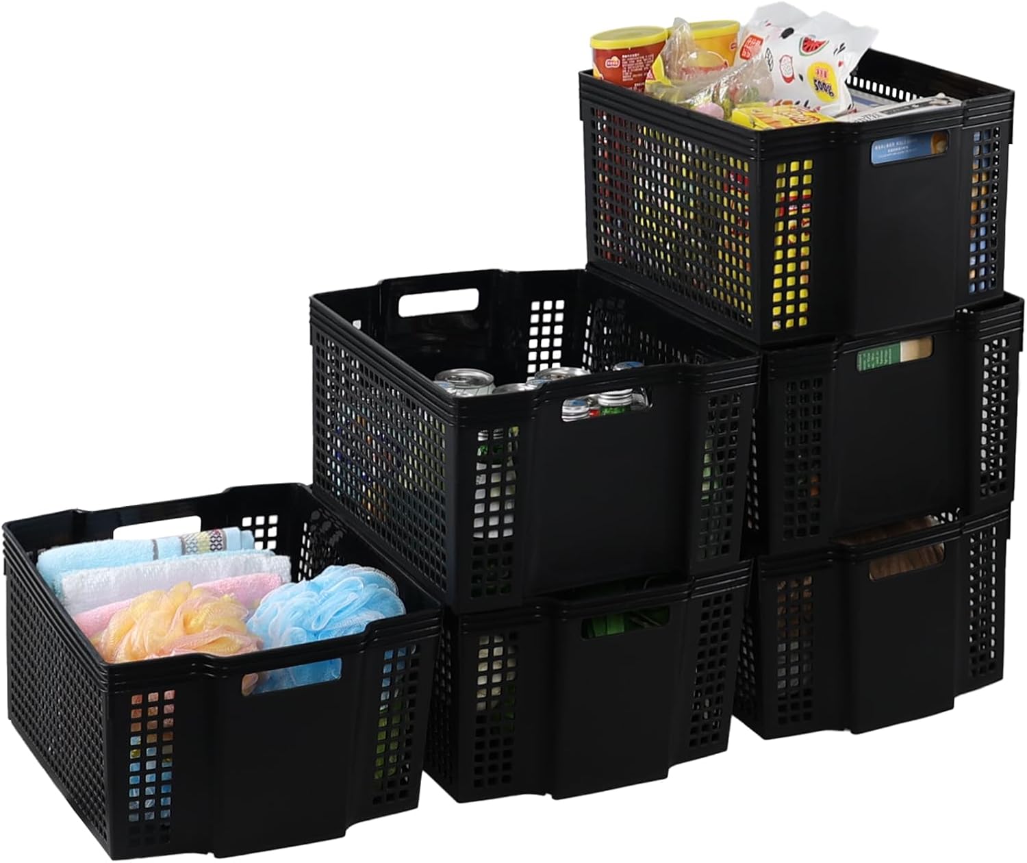 Amazon.com: Fabnati Stacking Storage Basket Pack of 6, Plastic ...