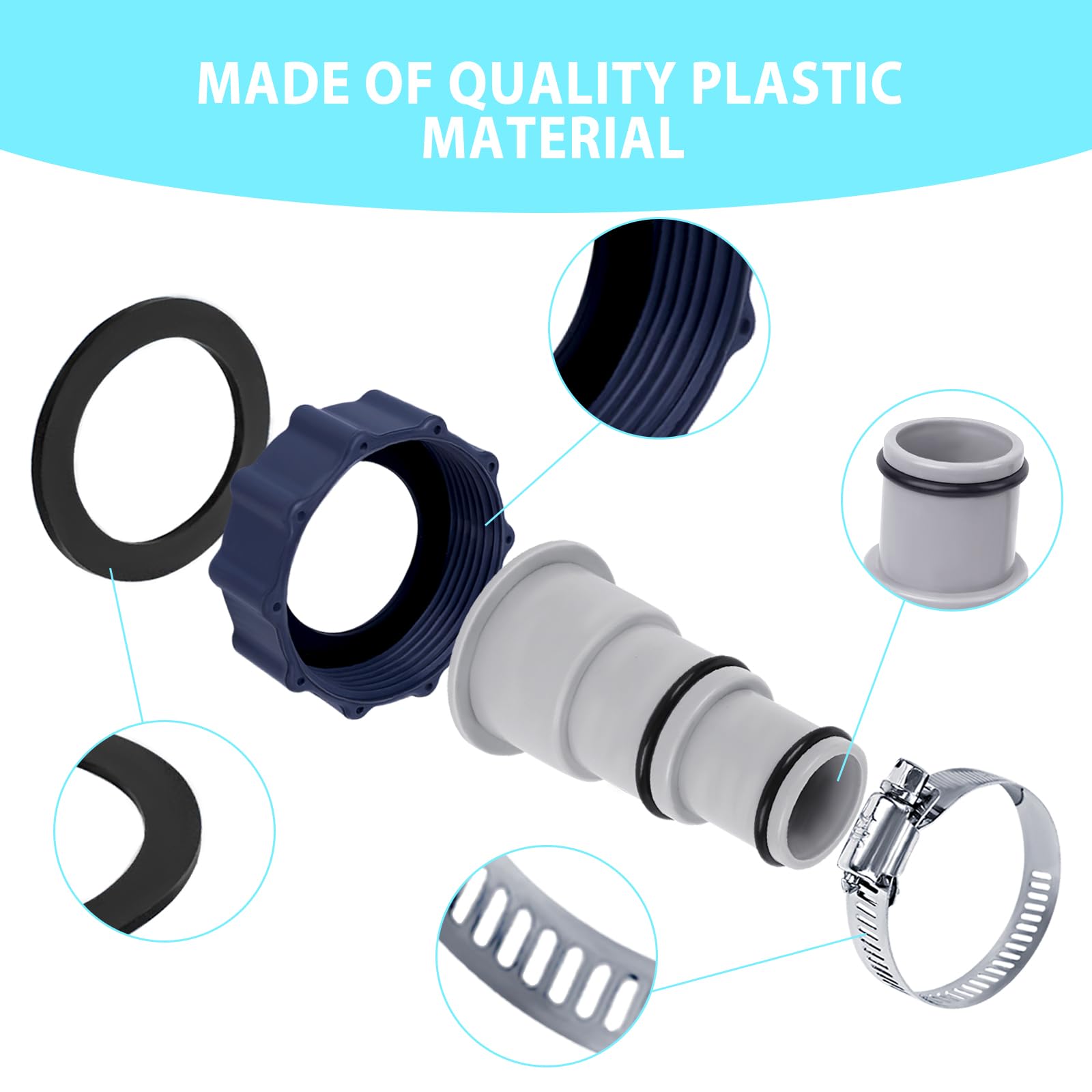 Adorila Pool Hose Adapter Kit, 2 Types Pool Pump Hose Connector for 1.5 ...