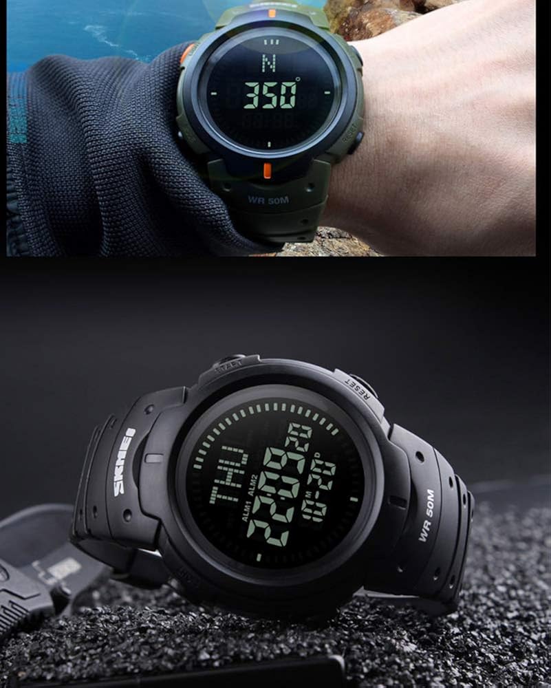 Men’s Military Sports Digital Watch with Survival Compass 50M ...