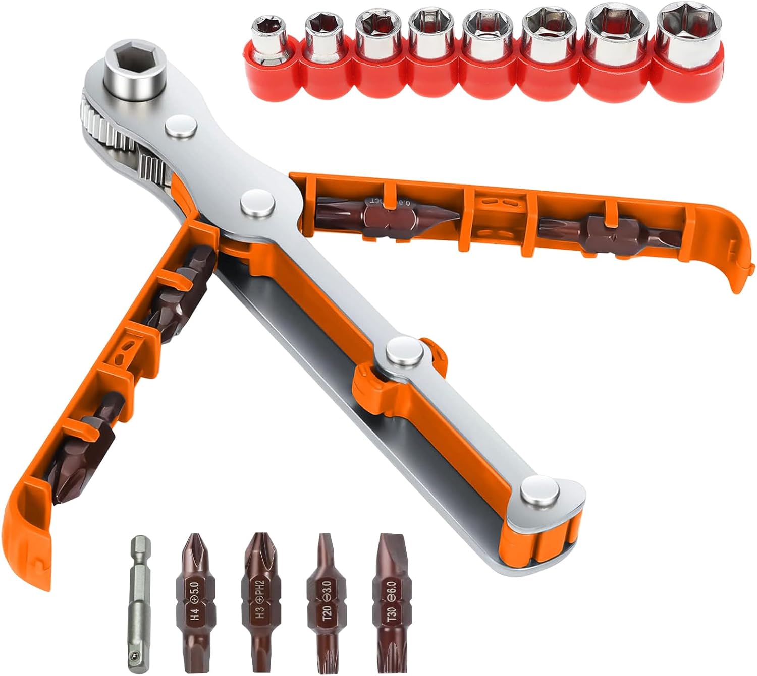 Amazon.com: 14PCS Right Angle Ratcheting Screwdriver Set with Double ...