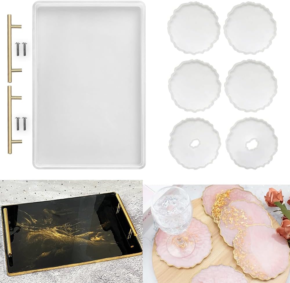 Amazon.com: ResinWorld 6 Pack Geode Coaster Molds for Resin + 14" x 9 ...