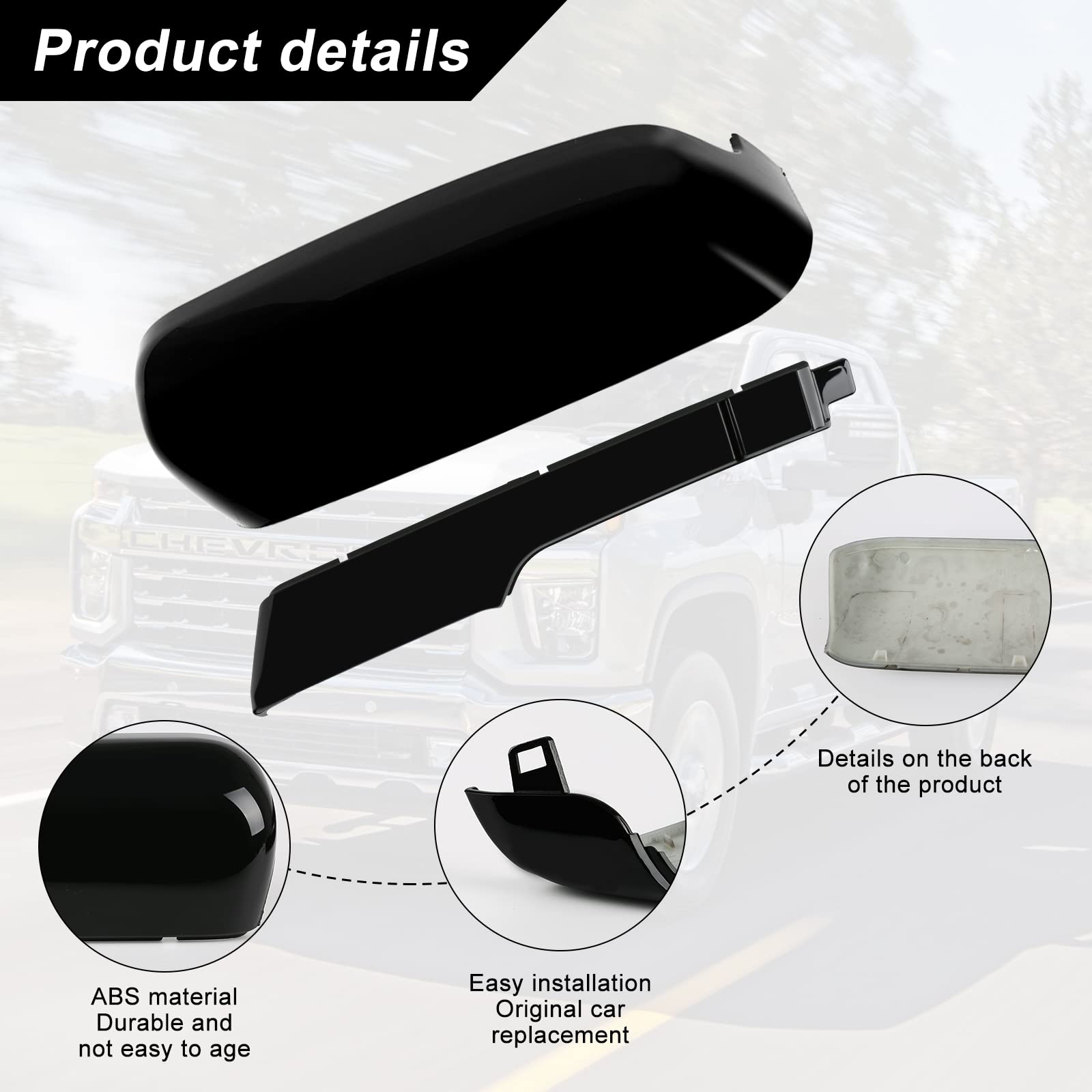 Snapklik.com : Glossy Black Towing Top+Side Clip-On Mirror Covers ...