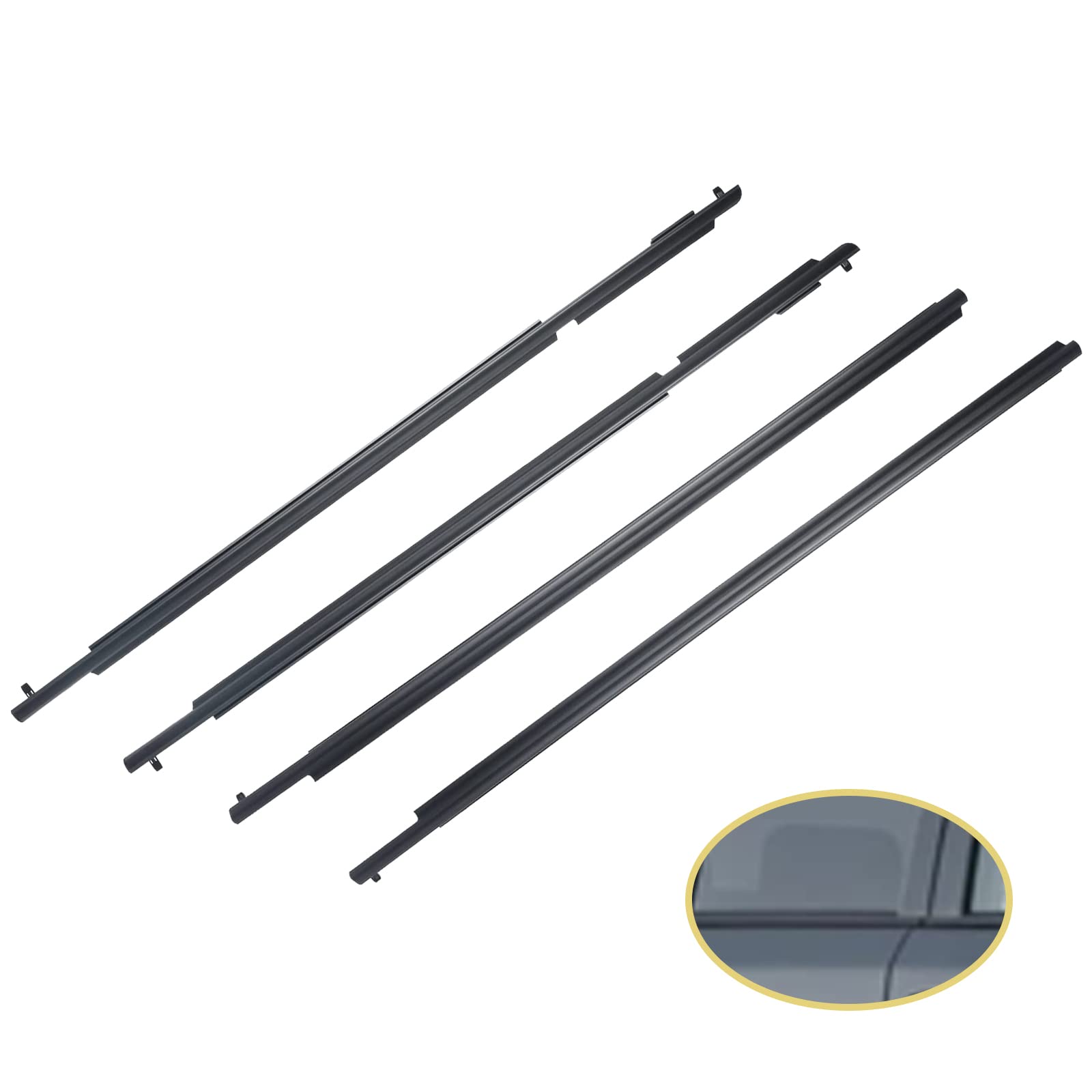 用 4ランナー N280 2010-2024 車ドアウィンドウウェザーストリップ 75711‑35011 4個 自動車部品（80831 ...