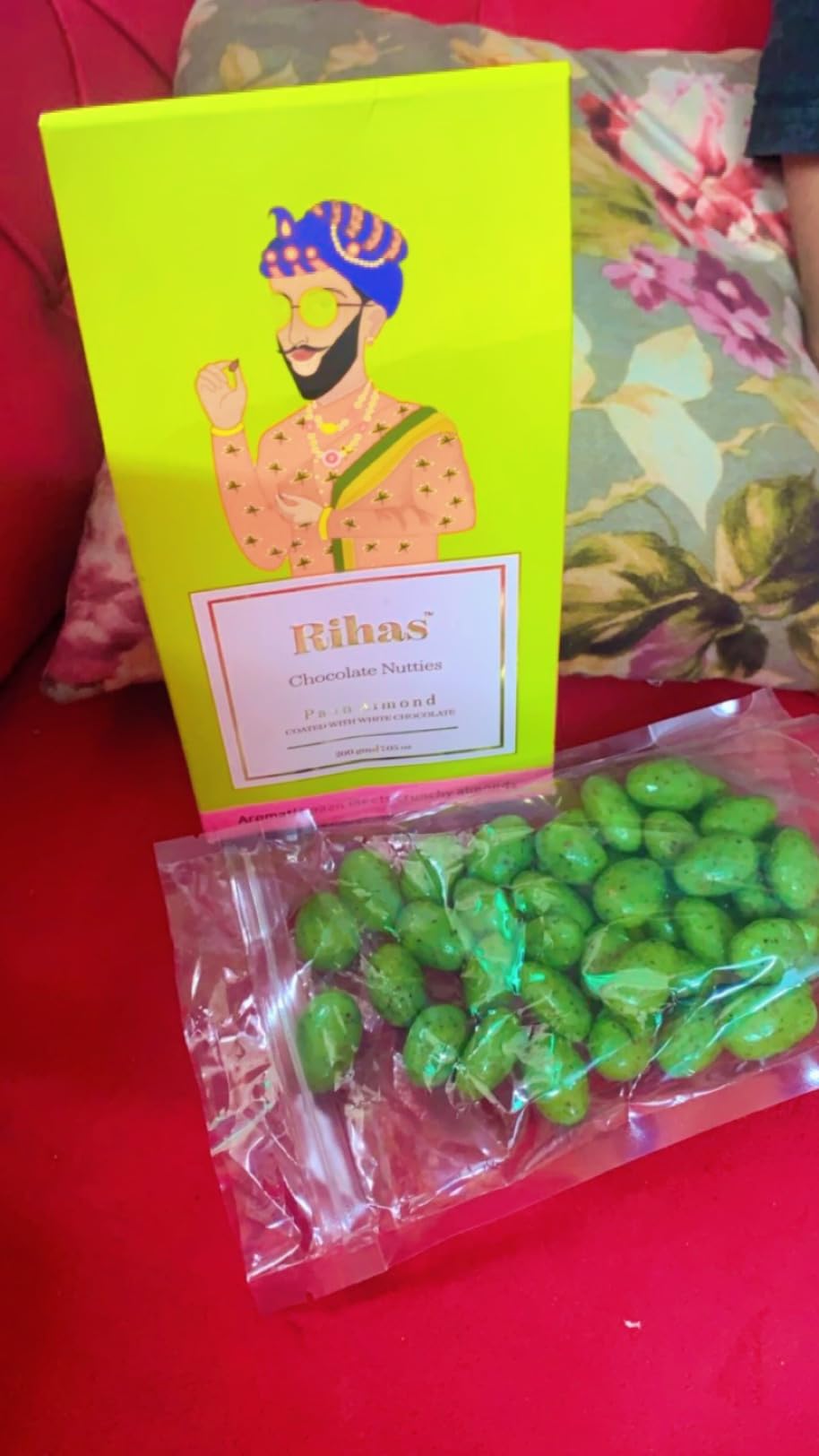 Riha's Chocolates Chocolate Coated Paan Almond Box pack of 200gm ...