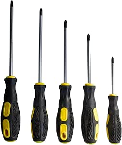 Phillips Screwdriver Set (5 Pack) - Magnetic Tips, Soft Grip, Standard ...