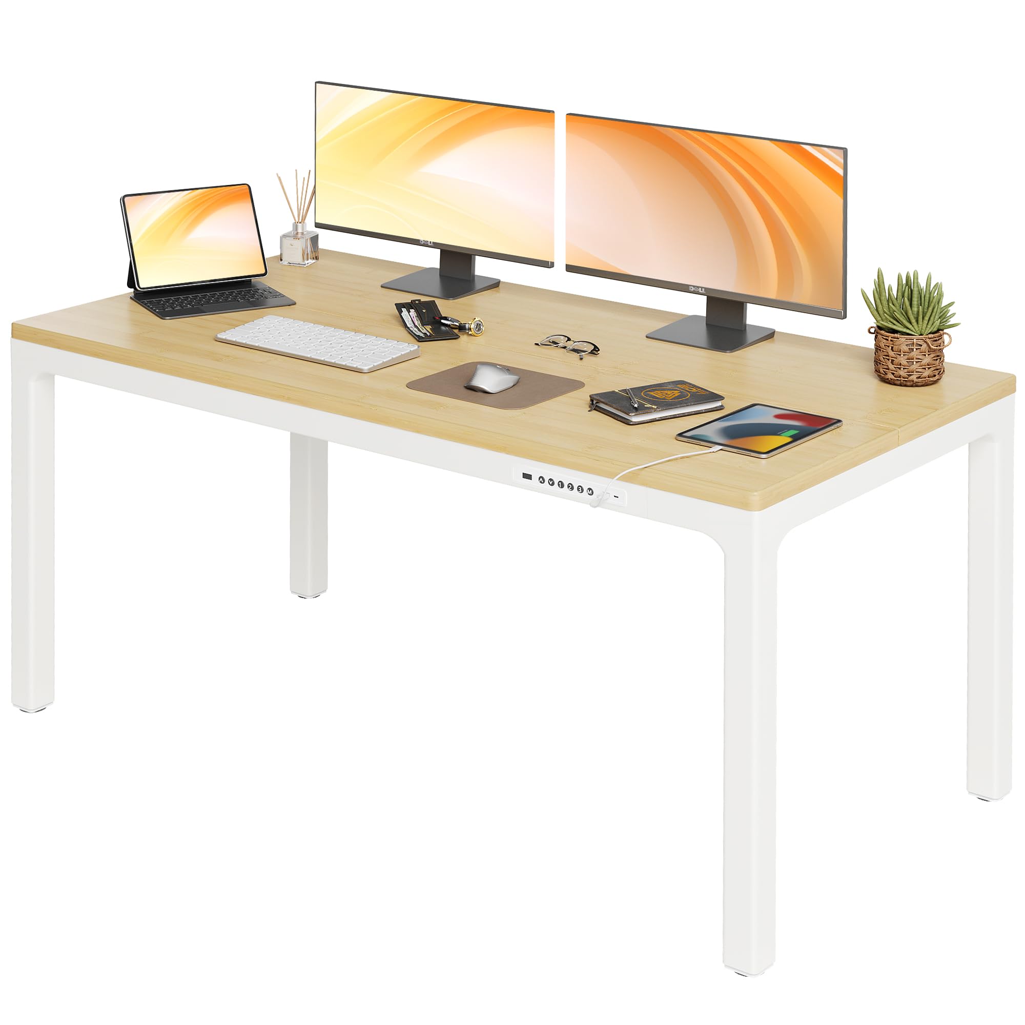 Amazon.com: INNOVAR Four Motors Standing Desk with 4 Legs, Bamboo ...
