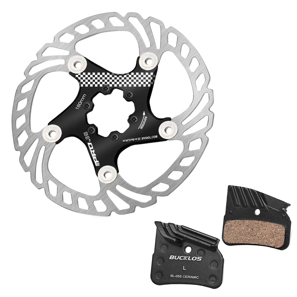 Amazon.com : BUCKLOS IIIPRO MTB 160mm Floating Disc Brake Rotor with ...