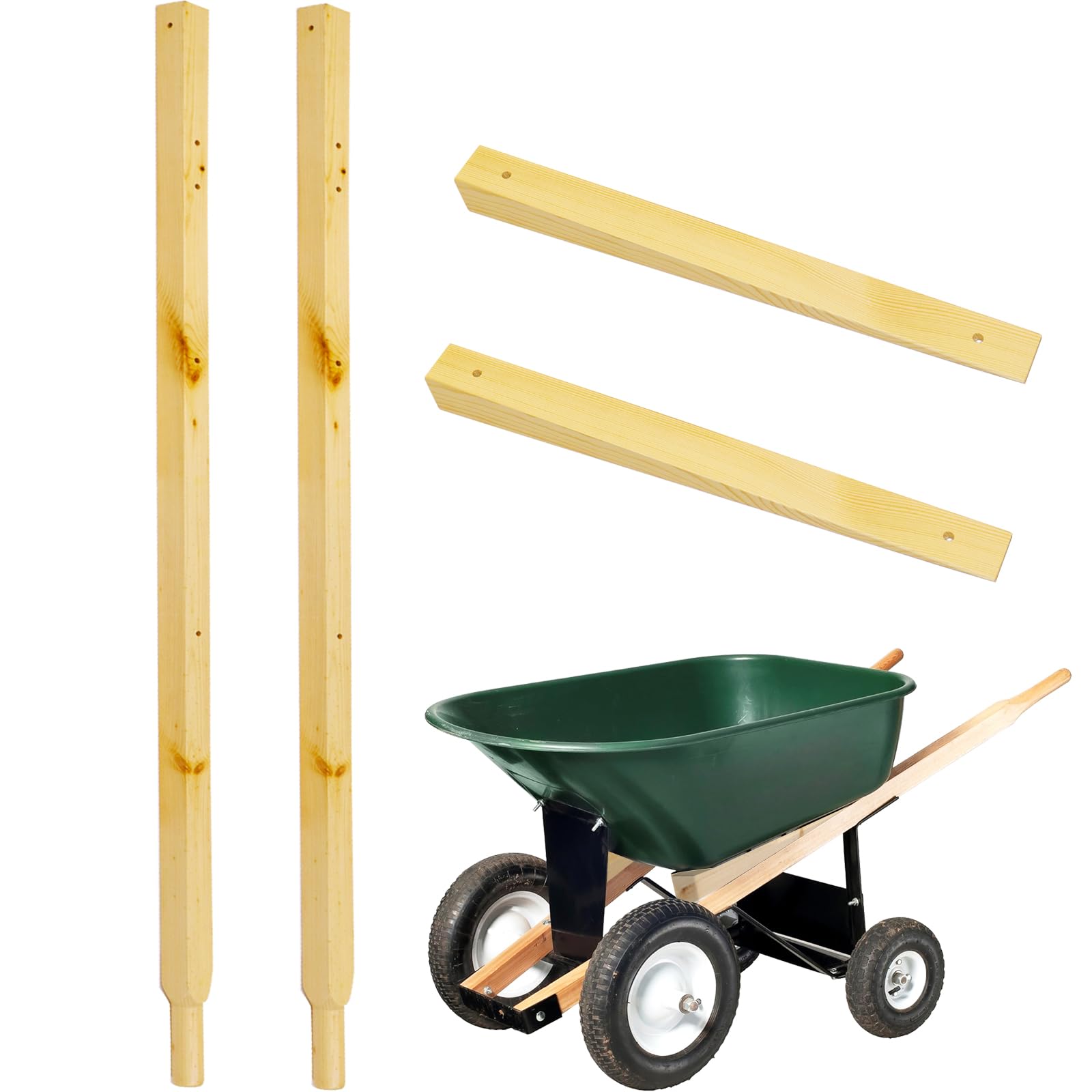 Amazon.com: Wheel Barrow Handles Wood Replacement Kit - 60” Heavy-Duty ...