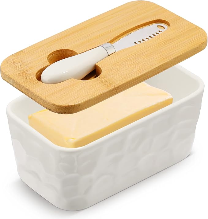 Amazon.com | Ceramic Butter Dish with Lid and Knife, Porcelain Butter ...