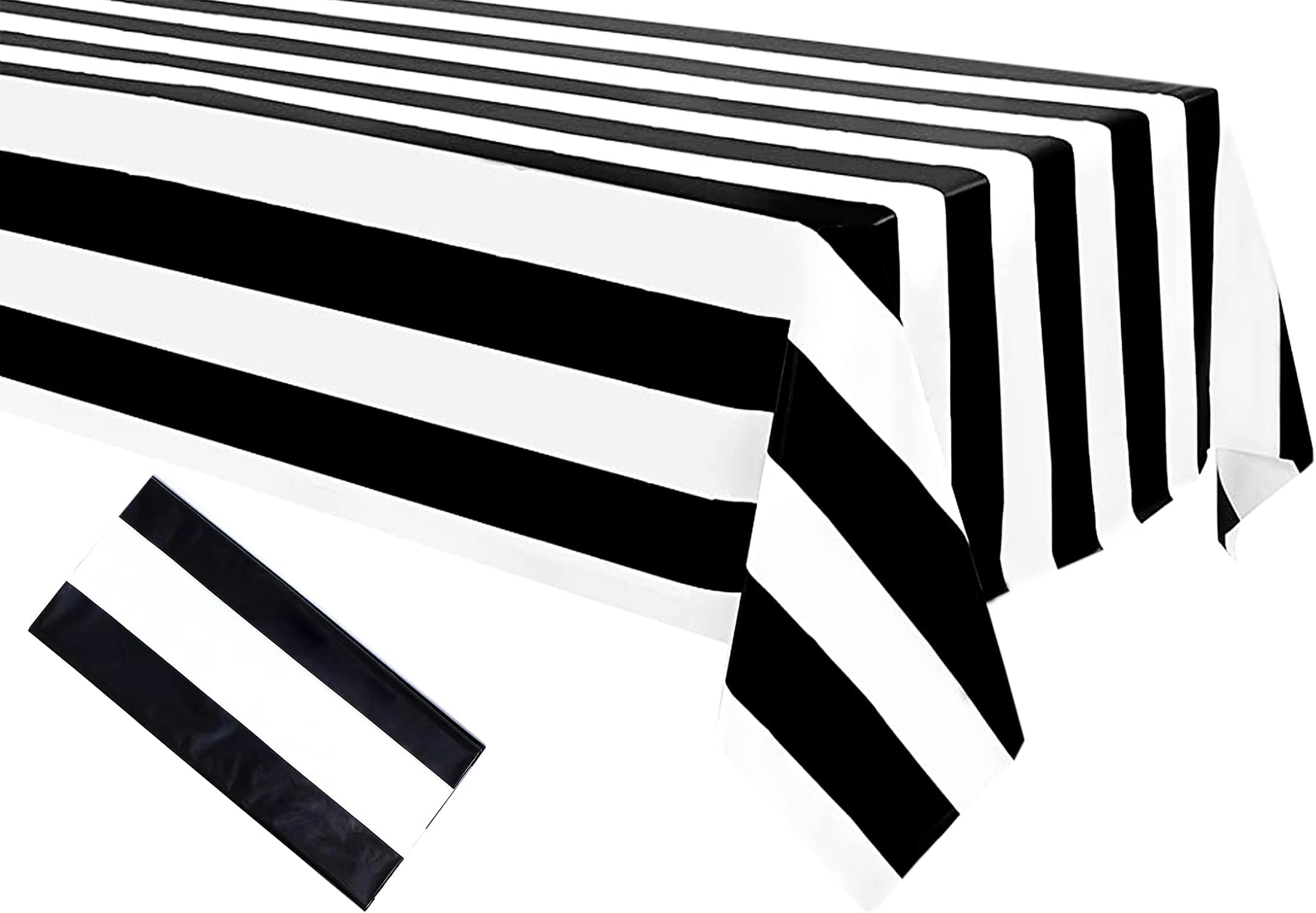 Amazon.com: peony man 2 Pieces Black and White Striped Tablecloth ...
