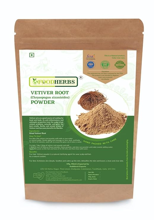 Foodherbs Vetiver Root Powder 100 GMS/Khus Khus/Vetiveria Zizanioides ...