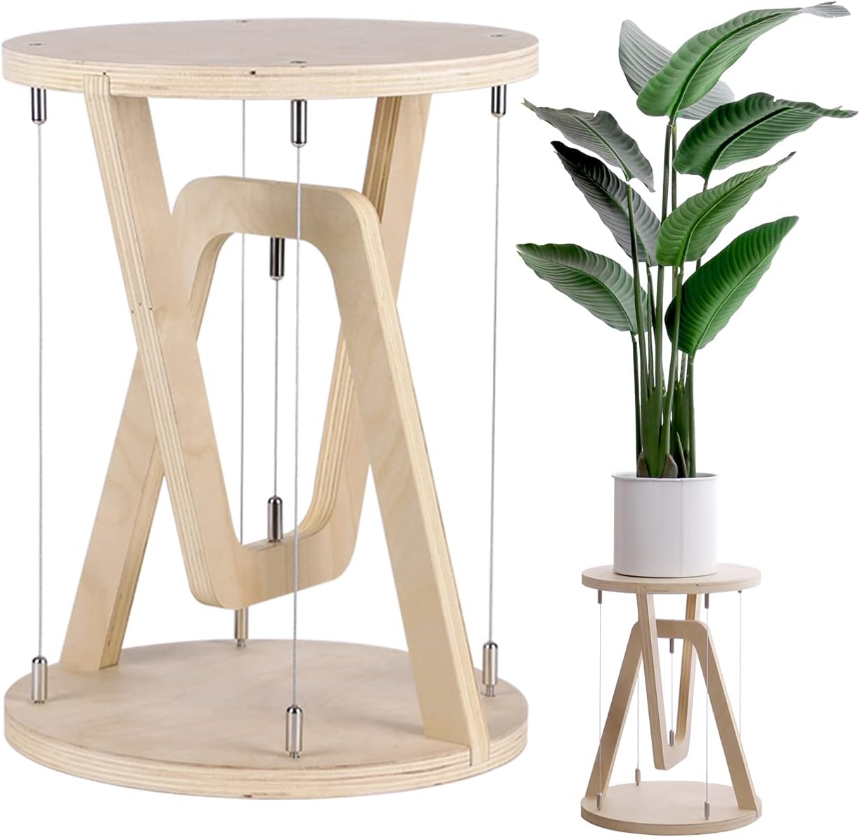 Amazon.com : Tensegrity Structure Plant Stand, Floating Wooden Table ...