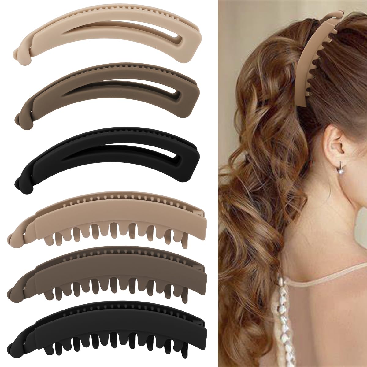 Amazon.com : Hapdoo 6PCS Banana Clips Hair, Matte Banana Hair Clips for ...
