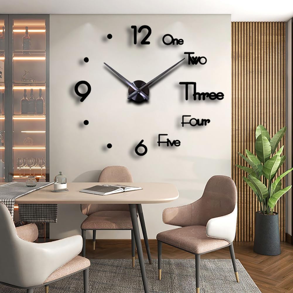 Amazon.com: DIY 3D Wall Clock Large Frameless Watch Mirror Surface Wall ...