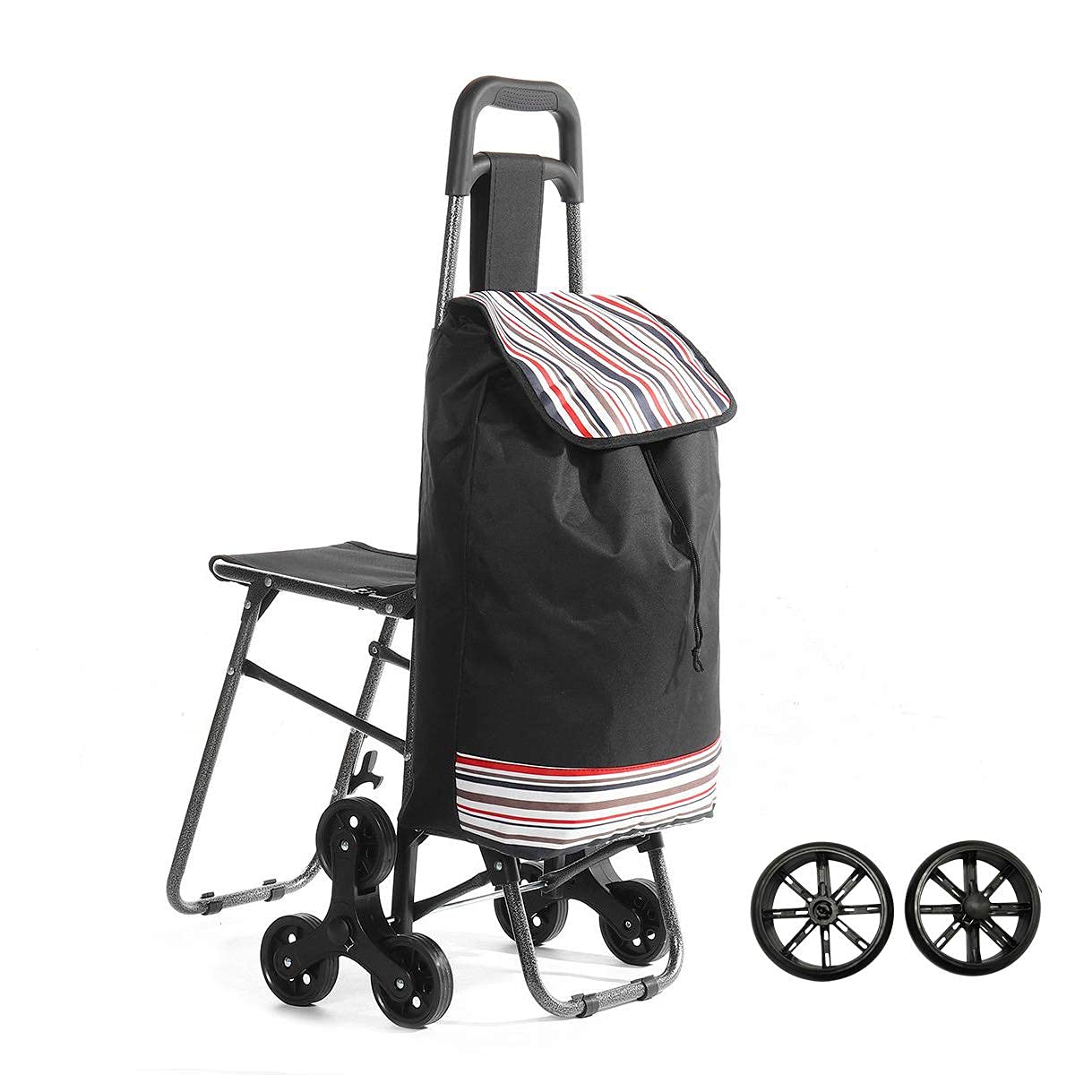 Buy JLKDF Foldable Shopping Trolley with seat, Lightweight Stair ...